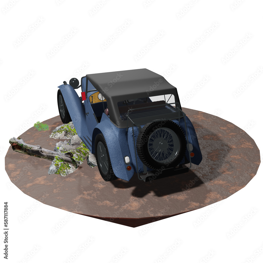 3D Rendering Old School Car Animation with Natural Backdrop4 riicomp ...