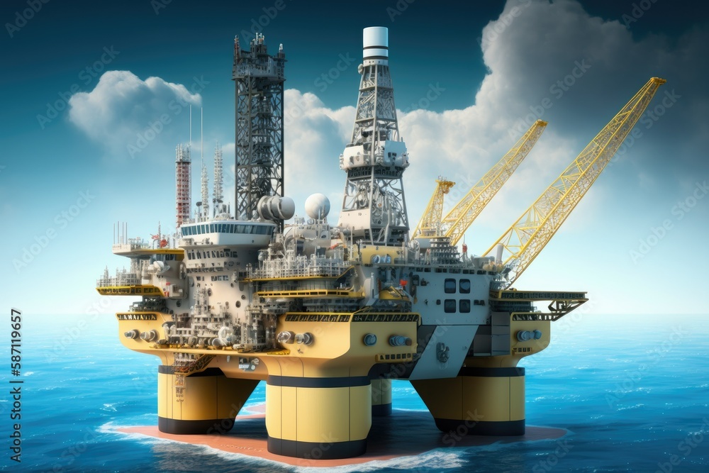 Offshore oil and gas drilling rig while completion well on oil and gas ...