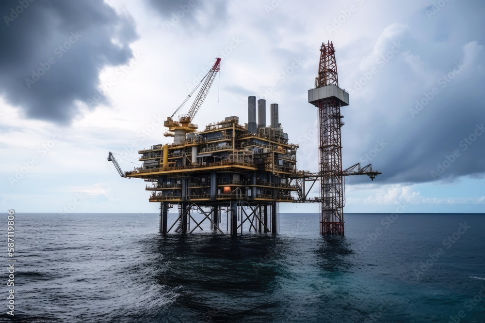 Offshore oil and gas drilling rig while completion well on oil and gas ...