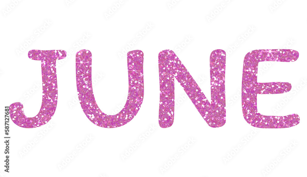 Pink glitter JUNE Letters Icon. June sign. Design for decorating ...