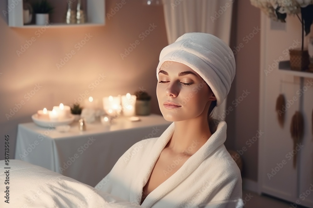 Woman in a beauty salon on spa treatments. AI generated, human enhanced ...