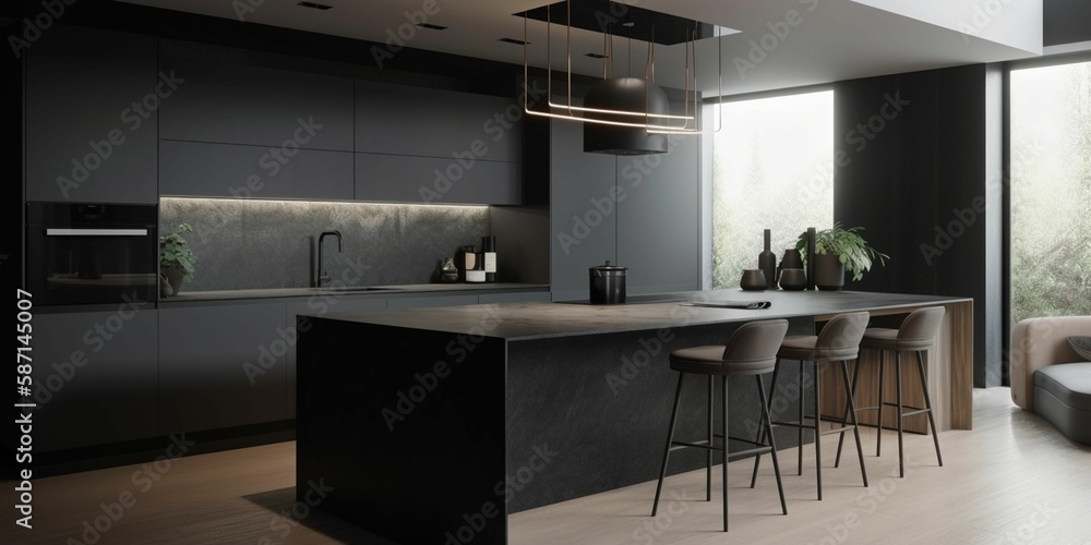 beautiful ultra quality realistic render of modern luxury, dark design ...