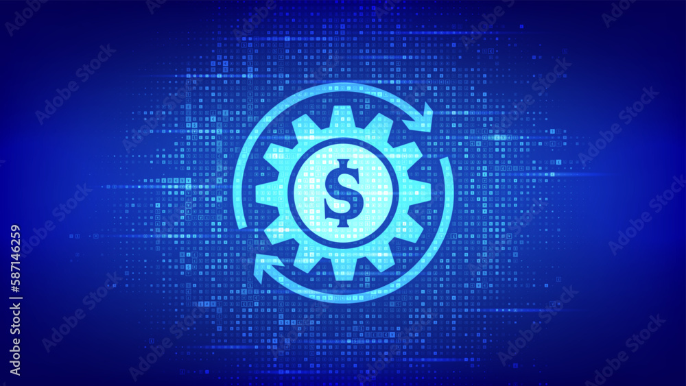 Fintech icon made with currency symbols. Financial technology, online ...