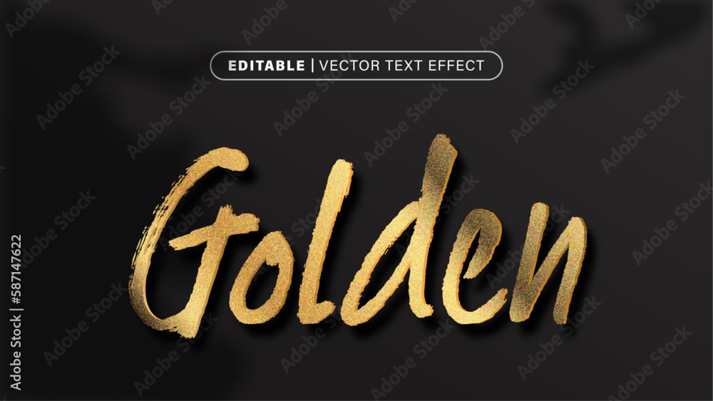 Editable 3D Style Gold Text Effect with Black Color Background Vector ...