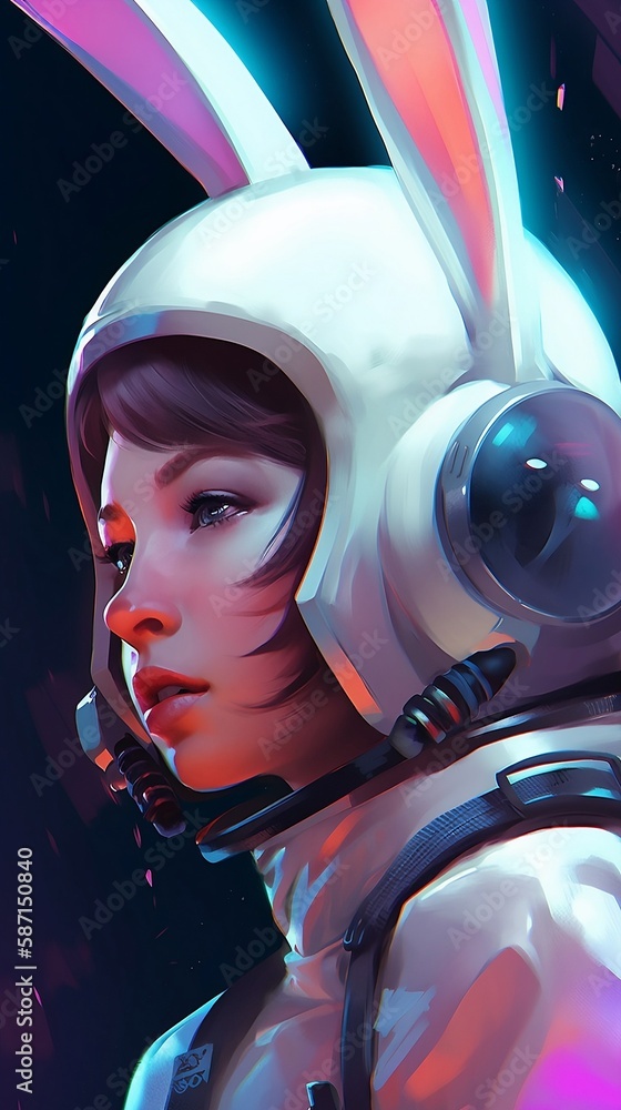 stunning interpretation of a a female anthro rabbit space explorer ...