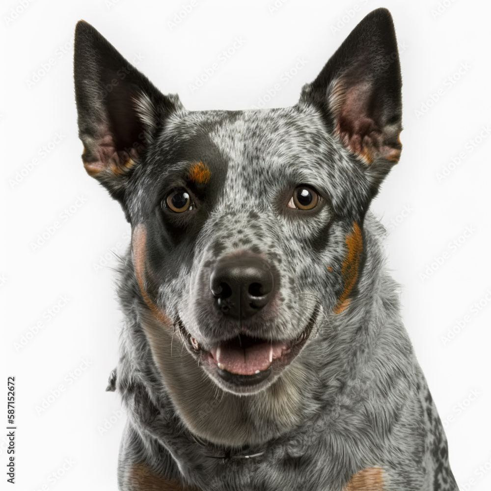Ravishing hyper realistic Australian blue heeler isolated on white ...