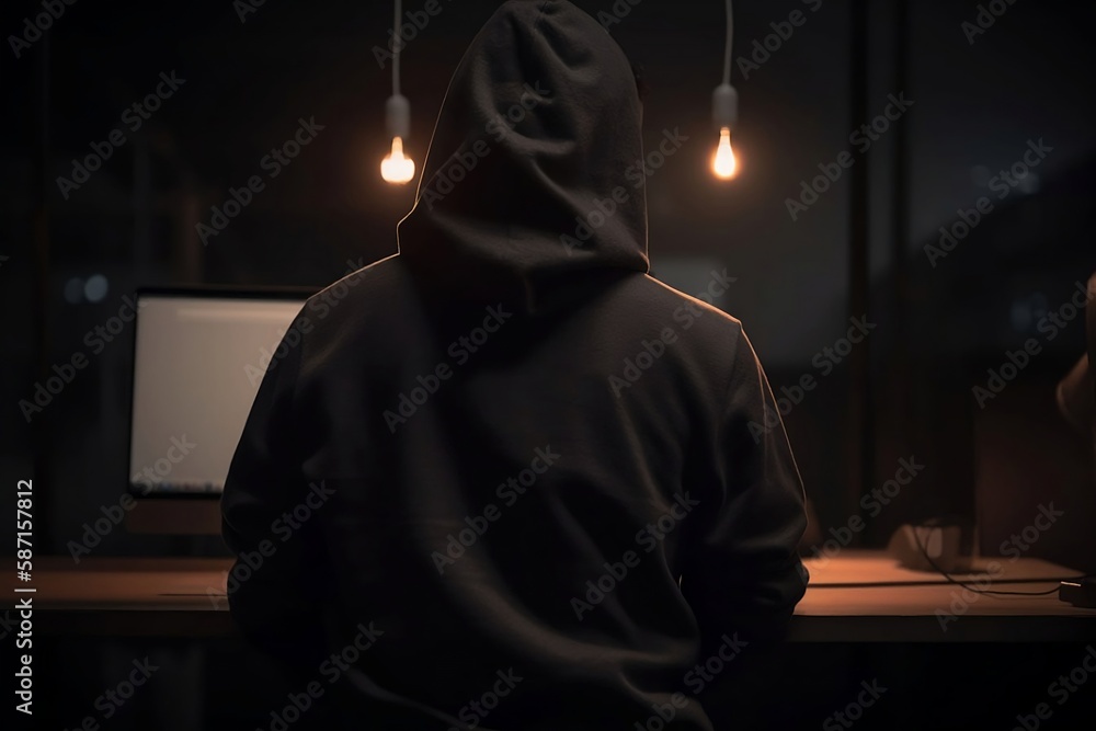 Cybersecurity Breach. Hoodie-Clad Hacker Stealing Information Online ...