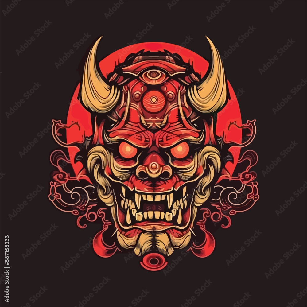 Oni Mask Vector Stock Vector | Adobe Stock