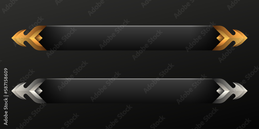 Abstract gold and silver border lower third game gui screen title ...