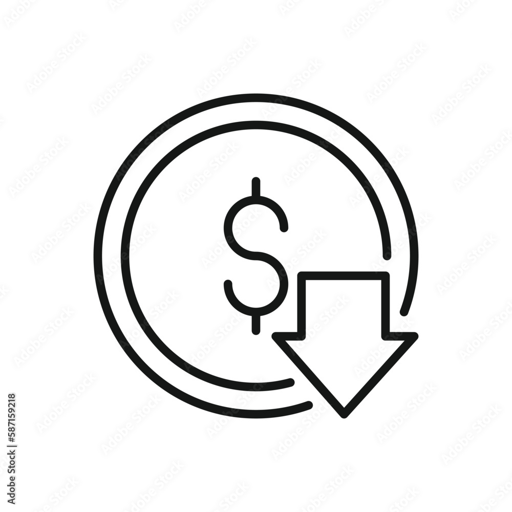 Editable Icon of dollar exchange rate weakened , Vector illustration ...