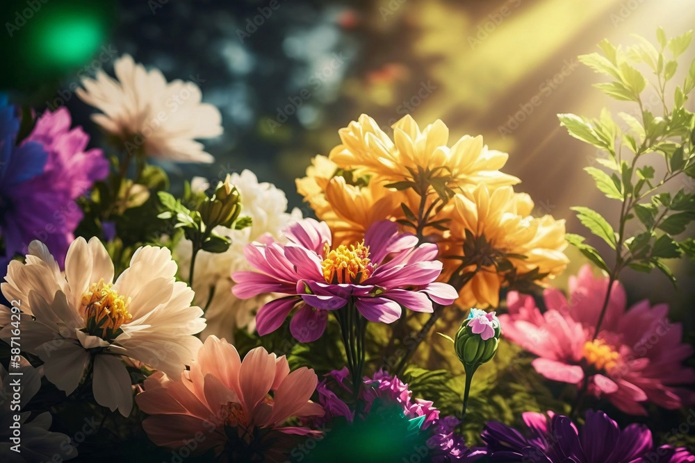 Colorful Beautiful Multicolored Flowers Z nnia Spring Summer In Sunny ...