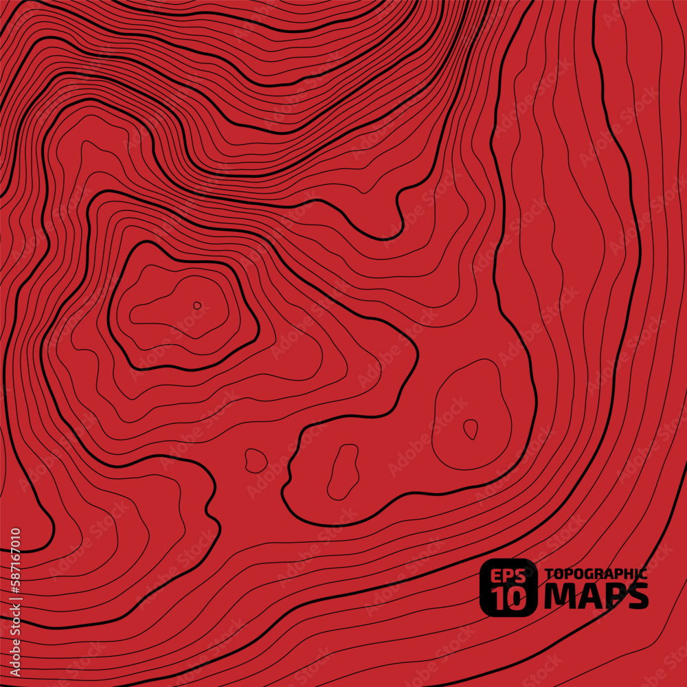 The stylized height of the topographic map contour in lines and ...