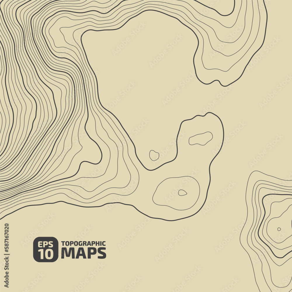 Stylized height CG topographic contour map in contours. Abstract ...