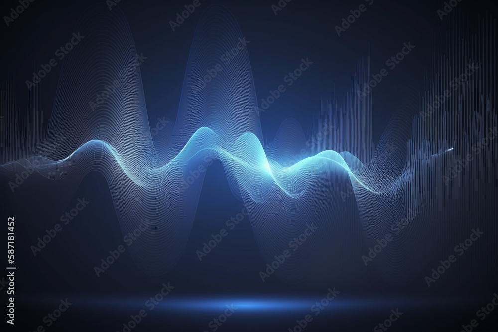 abstract blue wave Modern speaking sound waves oscillating dark blue ...