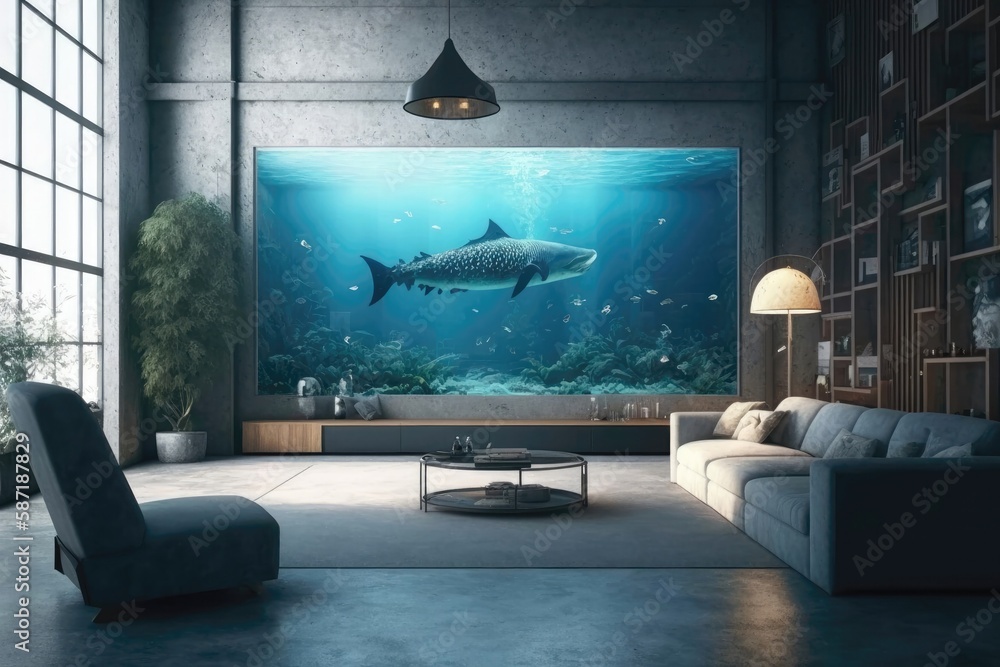 Beautiful Light Modern Interior With A Wall Made from the shark tank ...