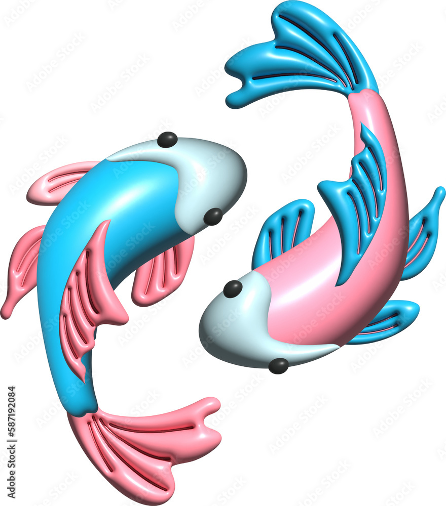 Pisces 3D illustration. Zodiac signs. astrology symbols for horoscope ...