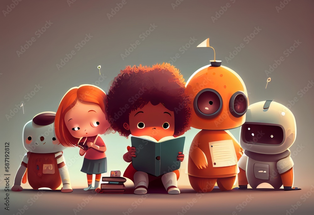 Cartoon style of educational interaction in the early age.New ...