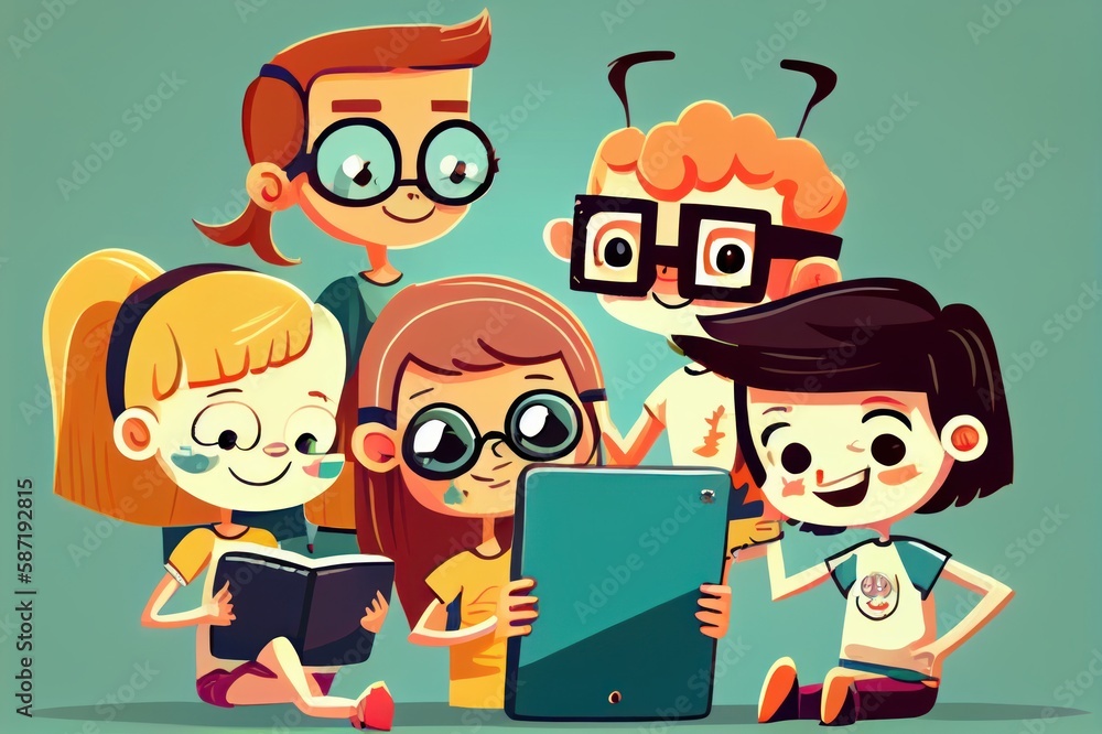 Cartoon style of educational interaction in the early age.New ...