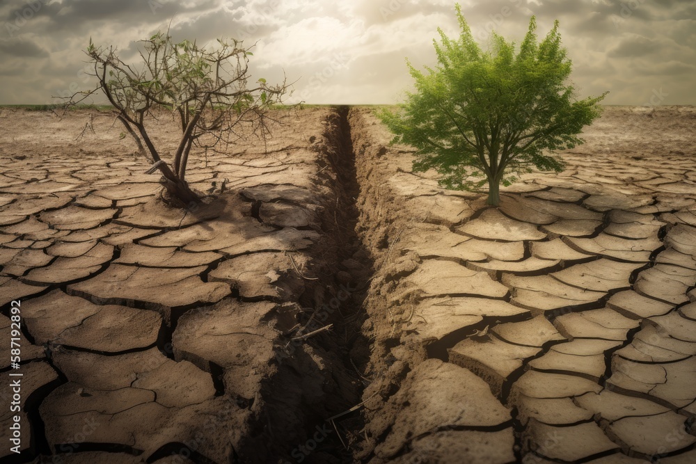 From drought area to green growth. Extreme drought, Concept drought and ...