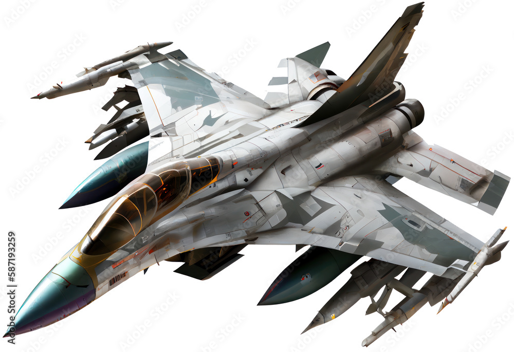 Fighter jet in attack during the war in the sky, with transparent ...