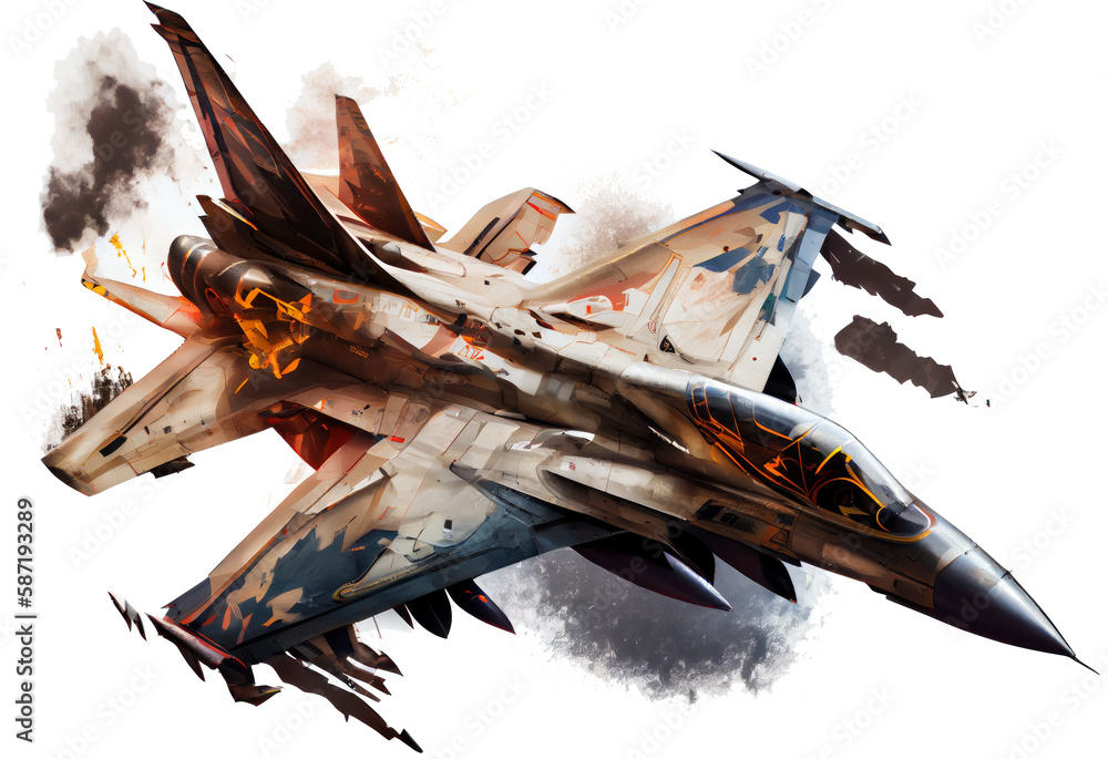 Fighter jet in attack during the war in the sky, with transparent ...