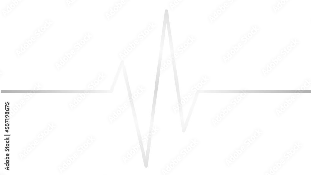 Animated silver line of electrocardiogram. Linear symbol of pulsating ...