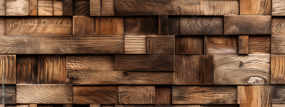 Wooden blocks cubes of different sizes stacked in a row pattern ...