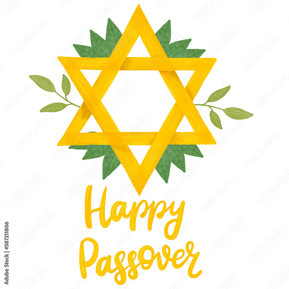 Star David watercolor golden. Happy Passover religious biblical pray ...