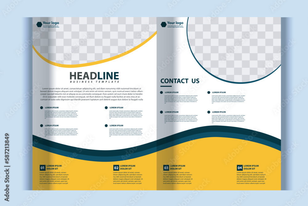 Company profile brochure template layout design, two page business ...