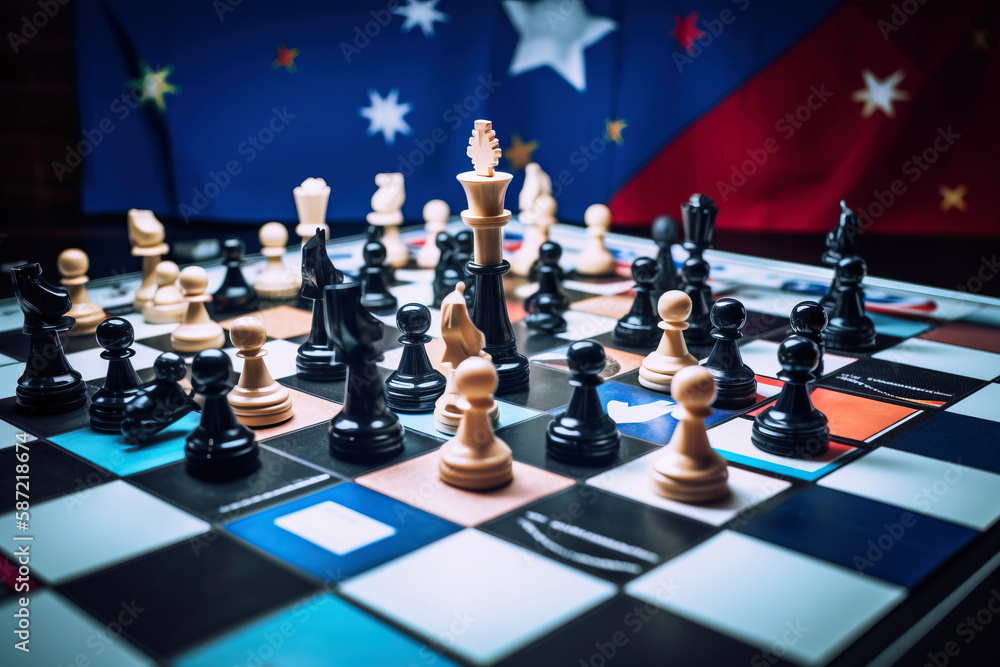 Political board intellectual game chess with country flags. Hobbies and ...