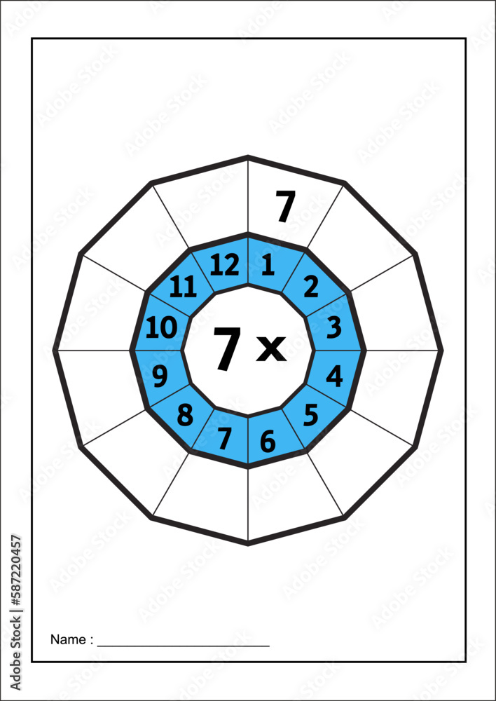 Vecteur Stock Multiplication Table. Times table target circle worksheet ...