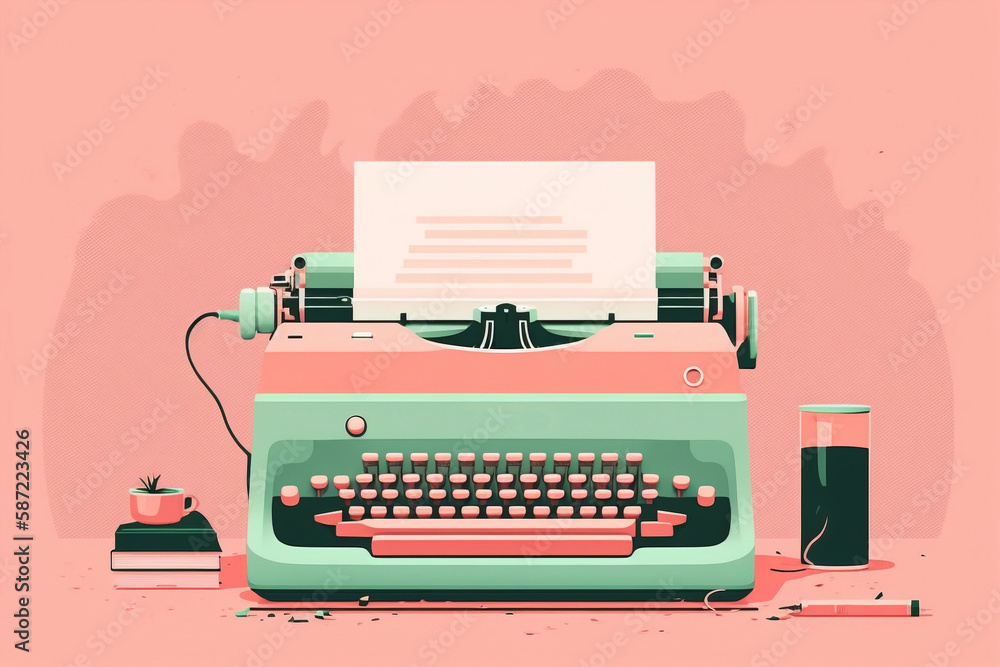 Retro collectible typewriter with classic qwerty type bar on mechanical ...