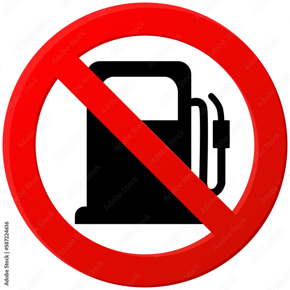 Prohibition. No fuel station or no gas pump sign. png Stock ...