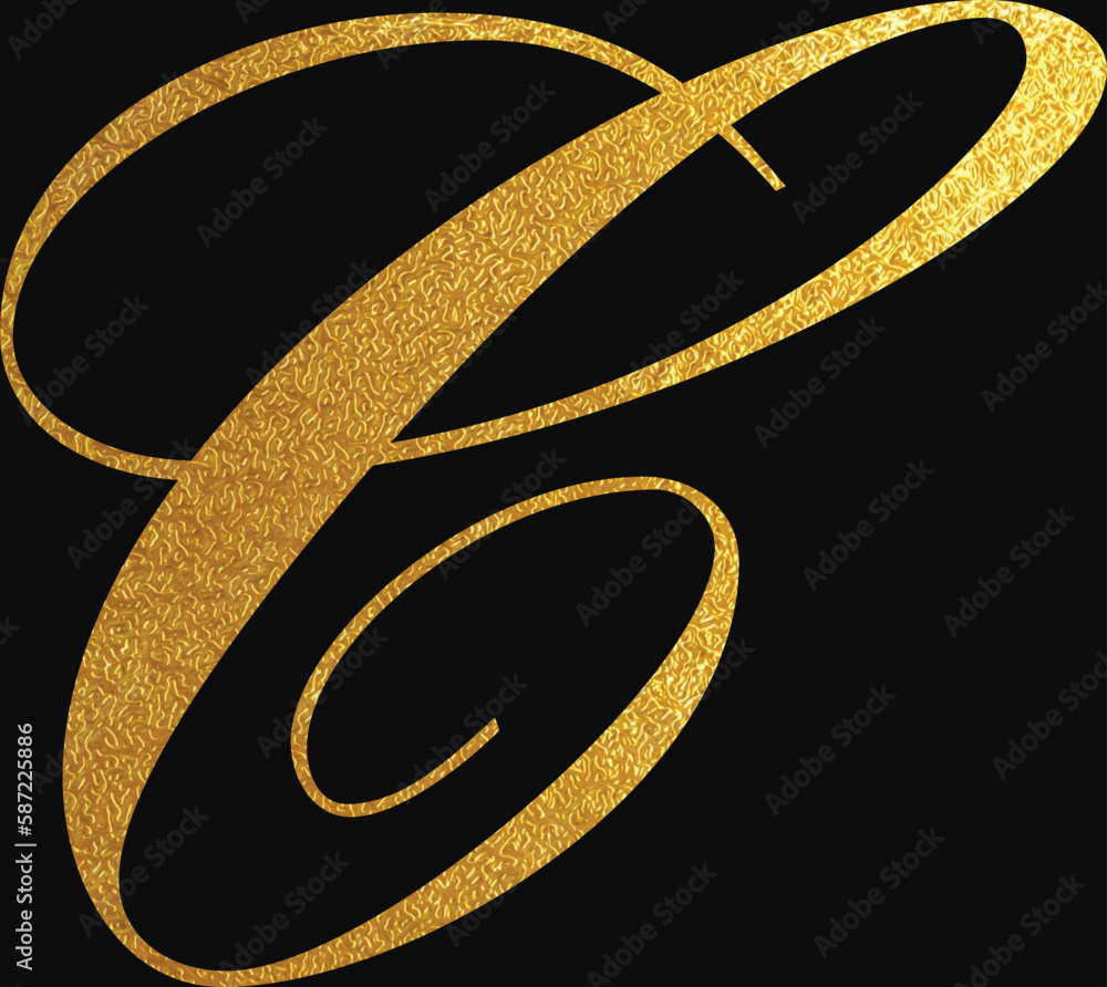 Gold calligraphy Alphabet letter C Stock Vector | Adobe Stock