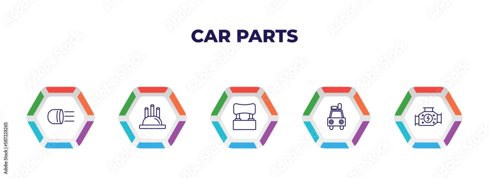 editable outline icons with infographic template. infographic for car ...
