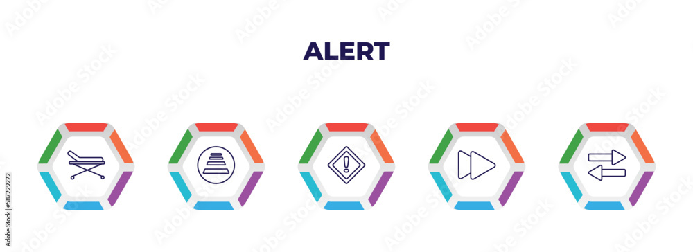 editable outline icons with infographic template. infographic for alert ...
