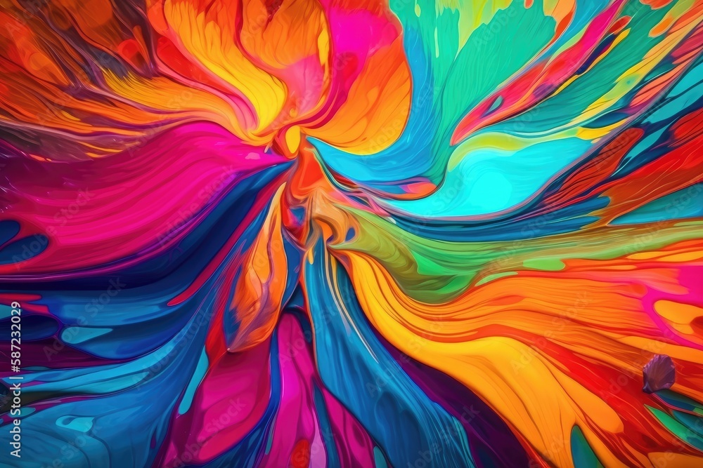 vibrant abstract painting with a multitude of colors and shapes ...