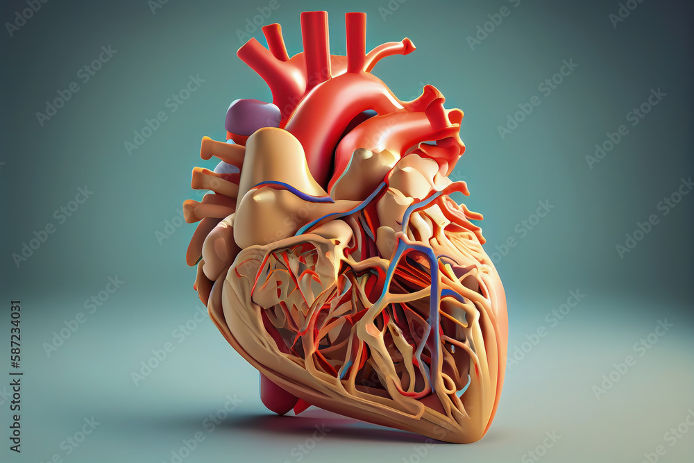 Human Heart: Virtual 3D Model - Generative AI Stock Illustration ...