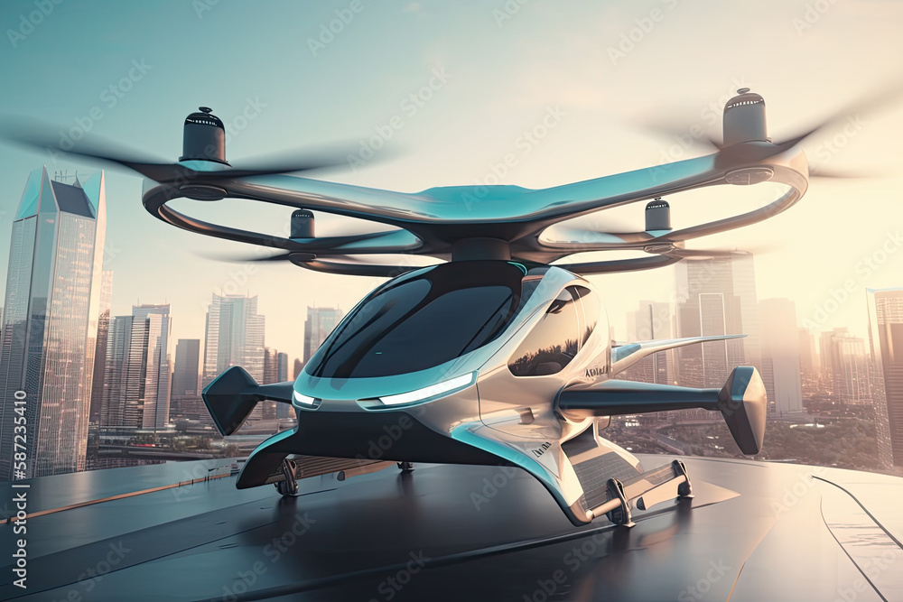 Future of urban air mobility, city air taxi, UAM urban air mobility ...