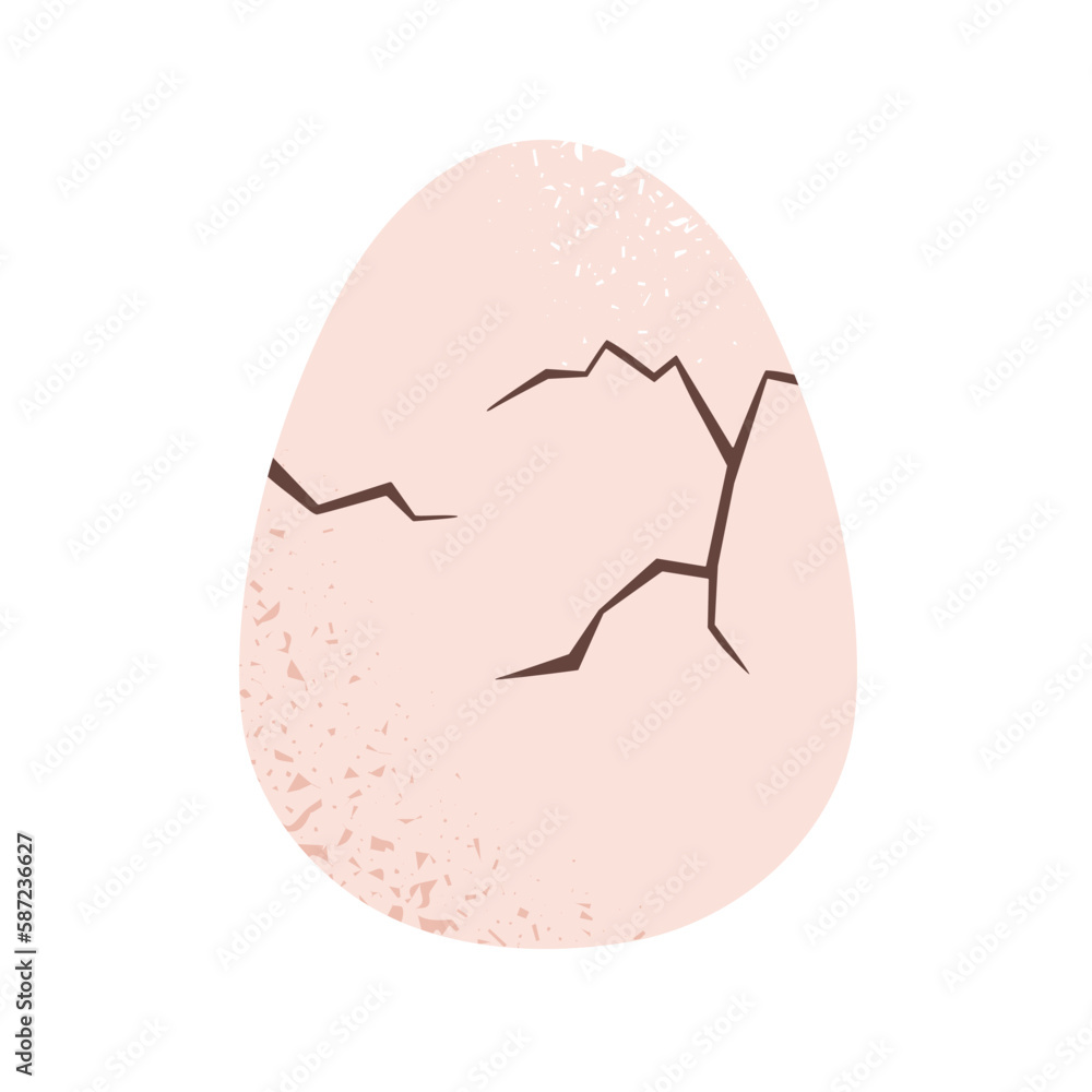 Whole chicken egg with cracking, breaking shell. Fragile damaged split ...
