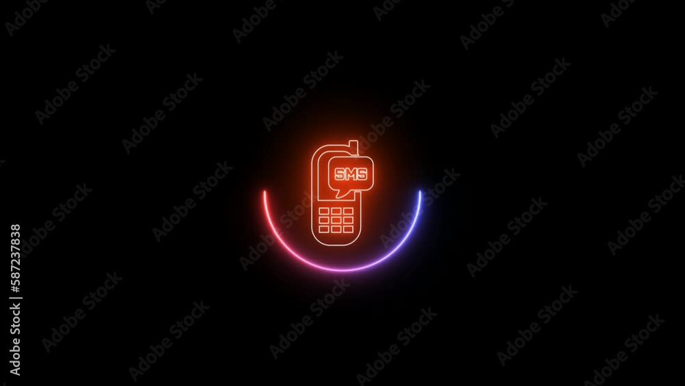 Neon smart phone icon animation . glowing logo icon animated. vídeo de ...