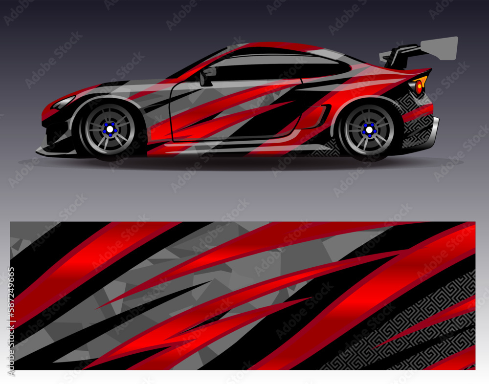 Car wrap design vector. Graphic abstract stripe racing background kit ...
