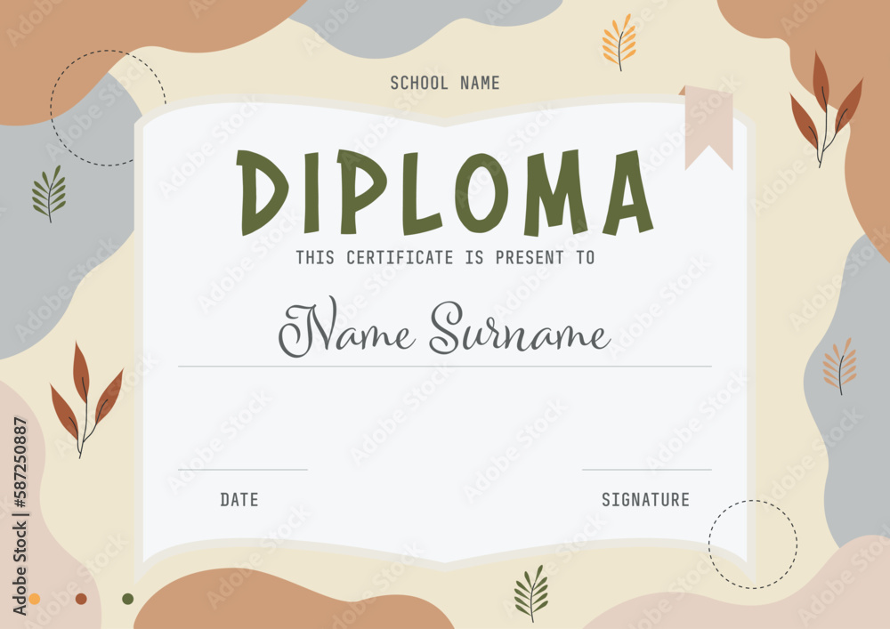 Cover or flyer template with Abstract floral texture. Diploma poster ...