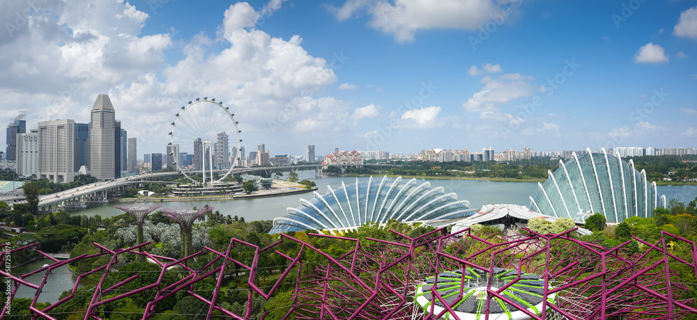 Fotka „Landscape of Singapore. Beautiful panoramic wide angle view with ...