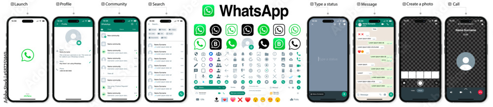 Mobile messenger screen inspired by whatsapp. Vector illustration ...