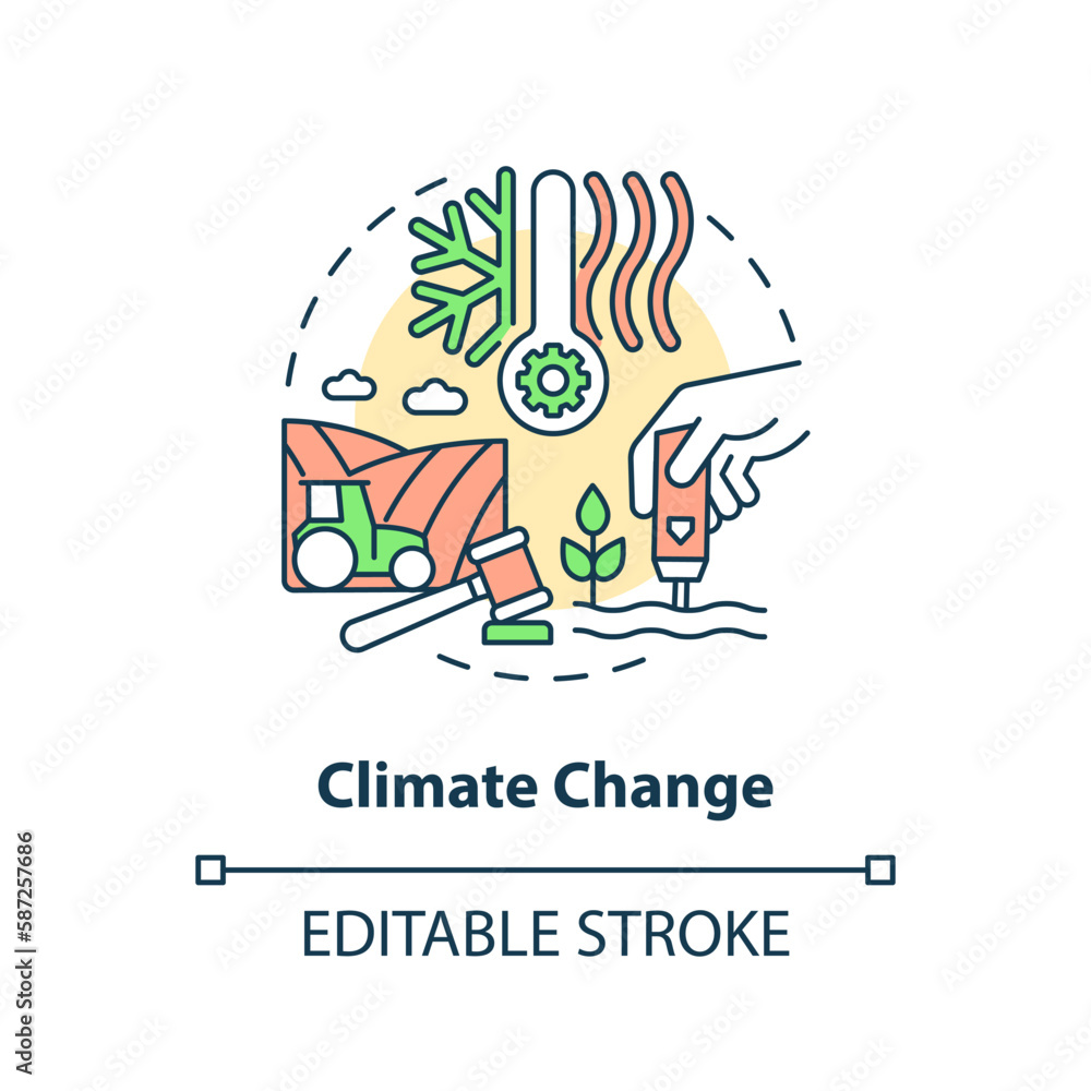Climate change concept icon. Environment condition. Agriculture policy ...
