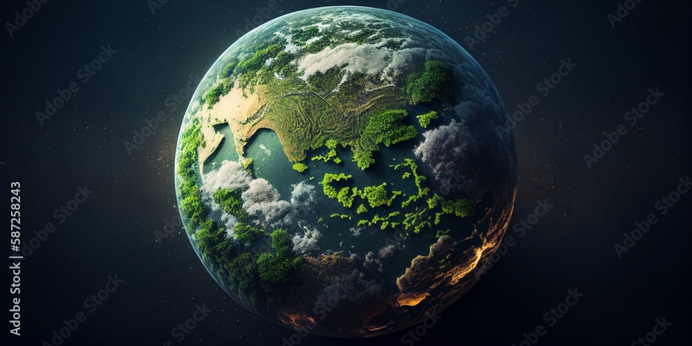 Green Earth planet. The Fragile Beauty of Earth Protecting Our Green ...