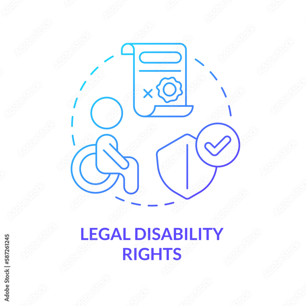 Legal disability rights blue gradient concept icon. Discrimination ...
