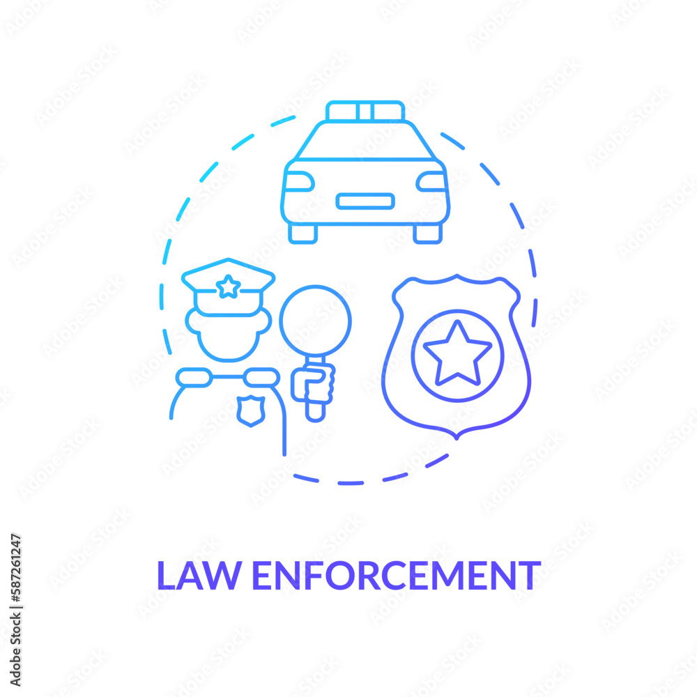 Law enforcement blue gradient concept icon. Public security. Police ...