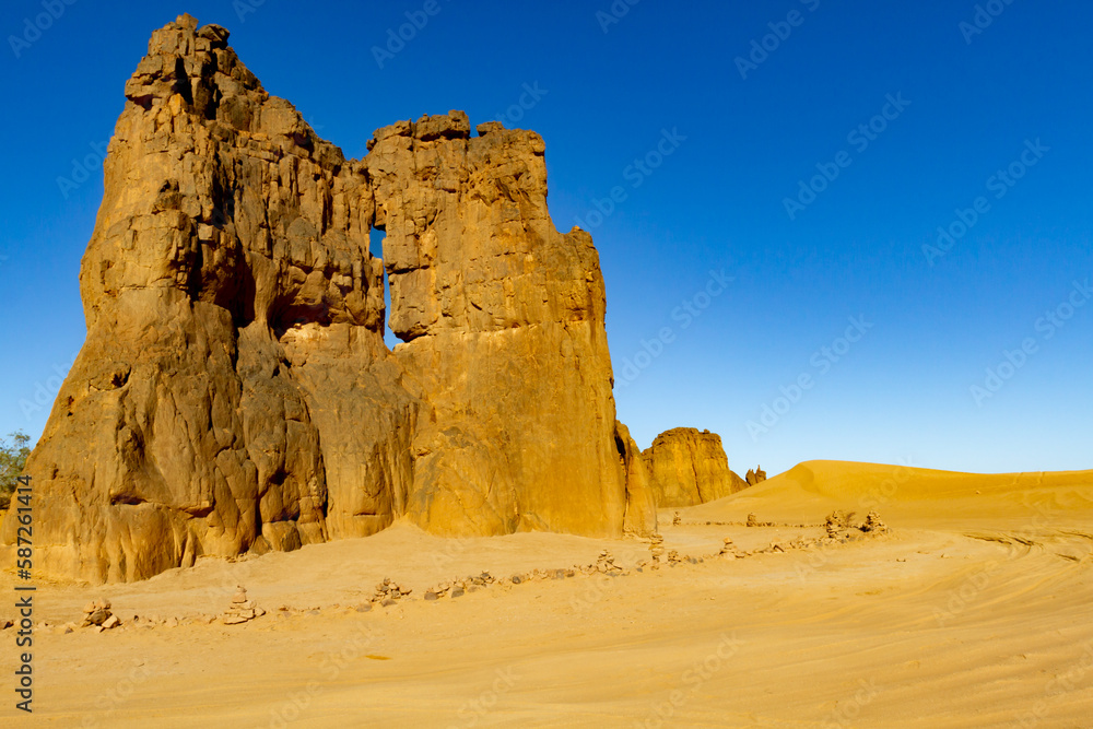 Amazing rock formation with the famous rock engraving of a crying cow ...